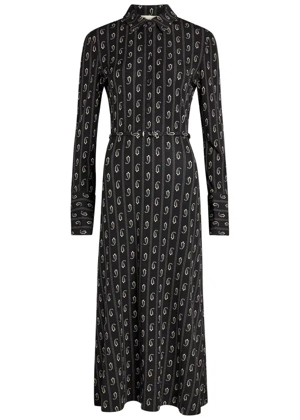 Tory Burch Patterned Stretch-jersey Midi Shirt Dress