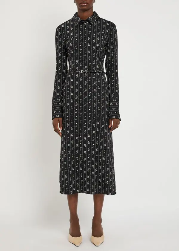 Tory Burch Patterned Stretch-jersey Midi Shirt Dress