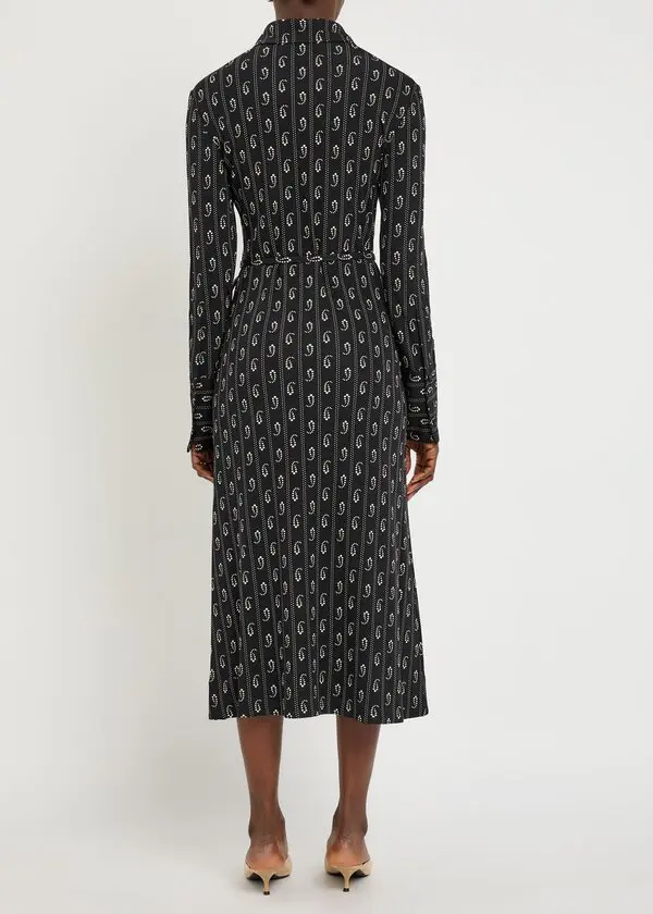 Tory Burch Patterned Stretch-jersey Midi Shirt Dress