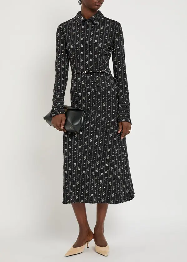 Tory Burch Patterned Stretch-jersey Midi Shirt Dress