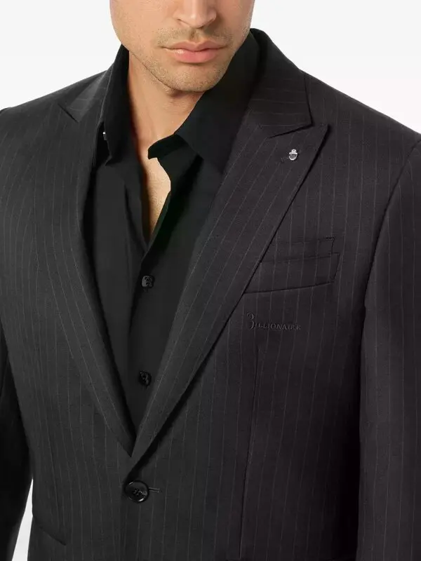 BILLIONAIRE Gessato Pinstripe Single-breasted Blazer - Black