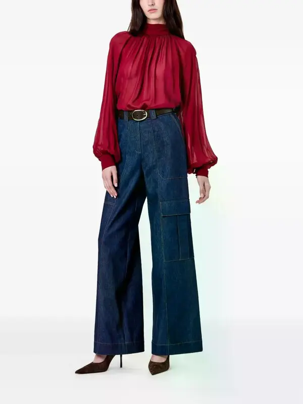 NICHOLAS Solene High-neck Long-sleeve Top - Red
