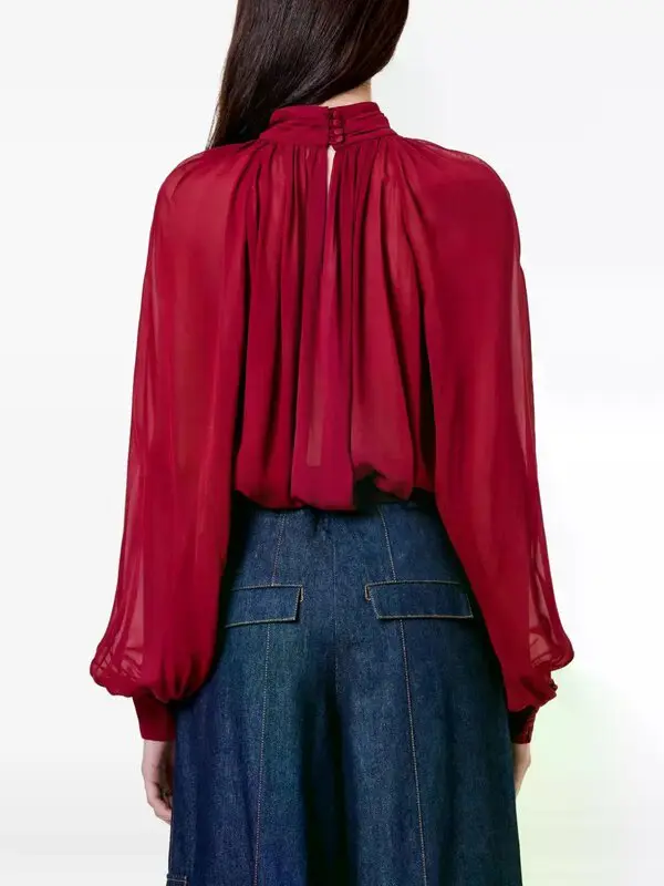 NICHOLAS Solene High-neck Long-sleeve Top - Red