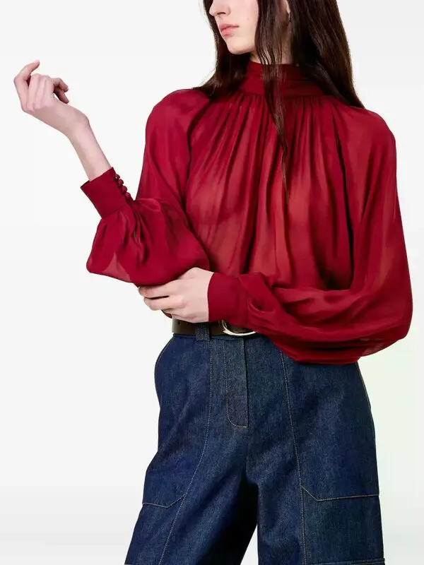 NICHOLAS Solene High-neck Long-sleeve Top - Red