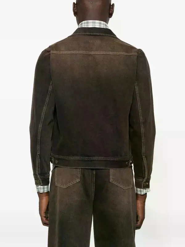 CARTER YOUNG Overdyed Denim Trucker Jacket - Brown
