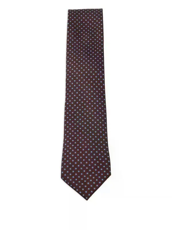 Zegna Geometric-pattern Neck Tie - Bu1 Blue Red
