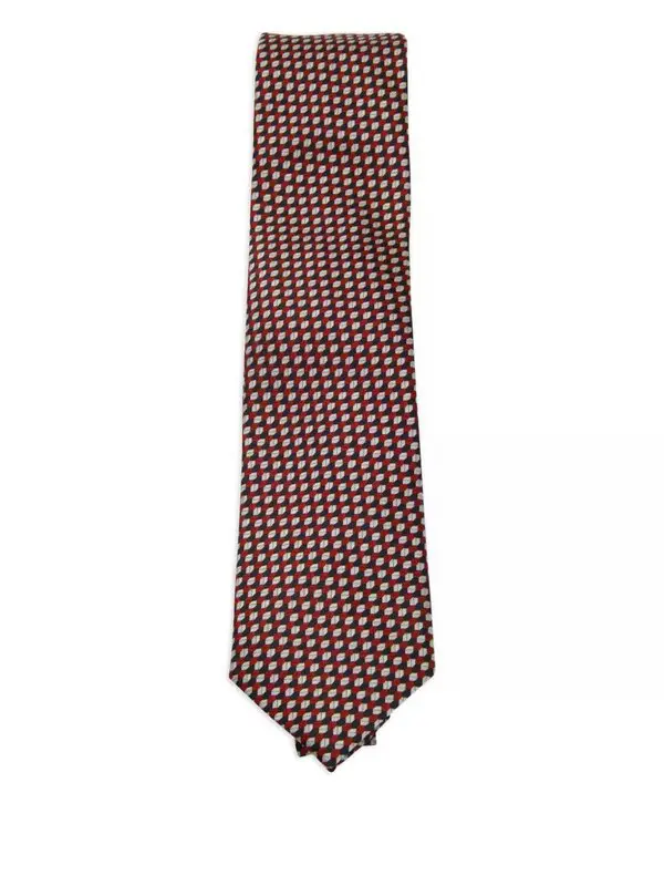 Zegna Geometric-pattern Neck Tie - Red