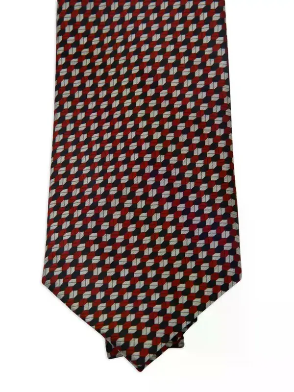 Zegna Geometric-pattern Neck Tie - Red