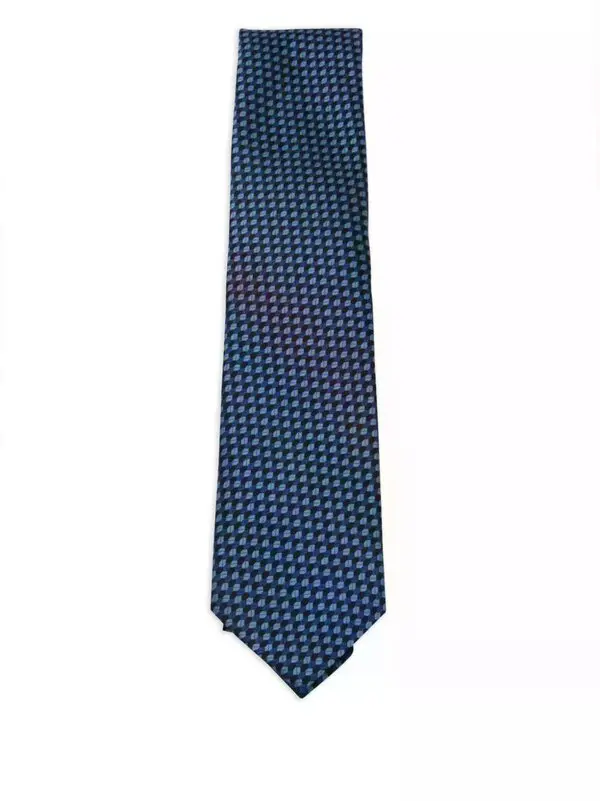 Zegna Geometric-pattern Neck Tie - Blue