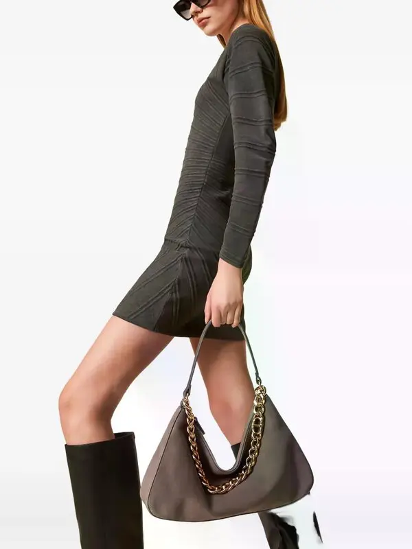 TWINSET Chain-embellished Suede Shoulder Bag