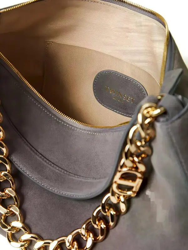 TWINSET Chain-embellished Suede Shoulder Bag