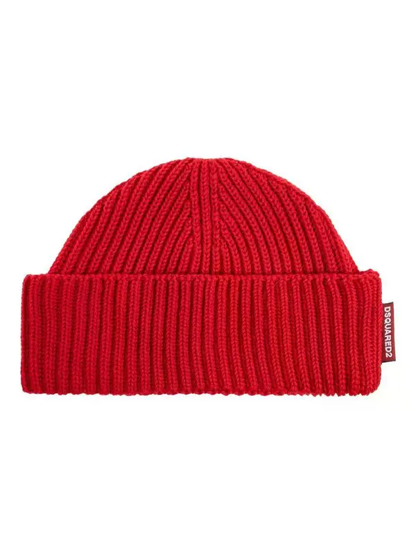 Dsquared2 Ribbed Beanie And Scarf Set - Red