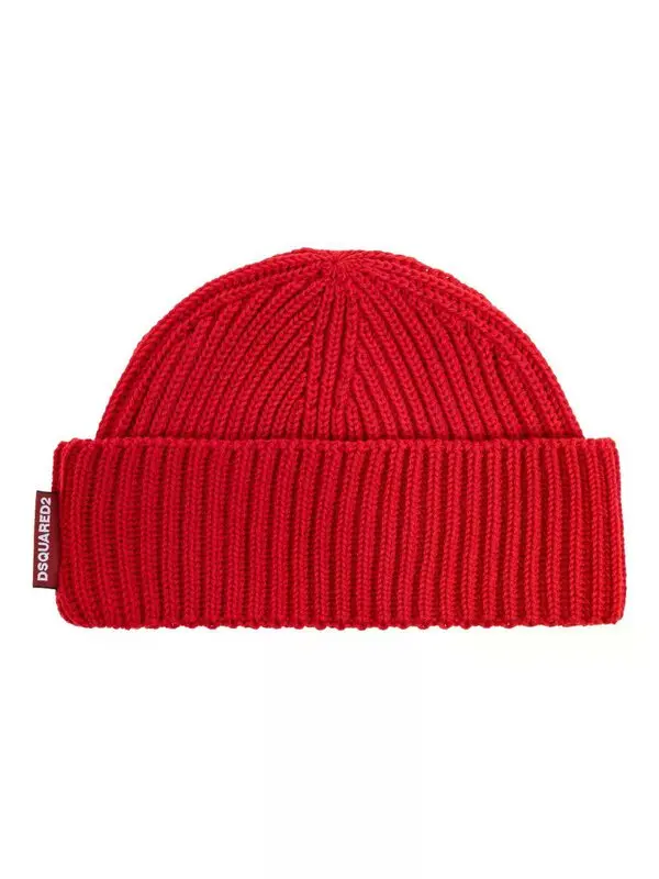 Dsquared2 Ribbed Beanie And Scarf Set - Red