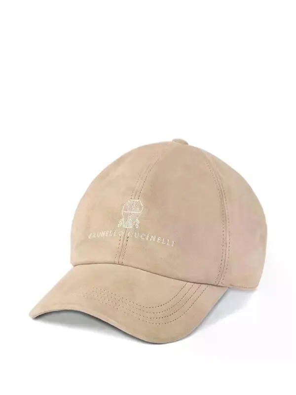 Brunello Cucinelli Embroidered Suede Baseball Cap - Neutrals