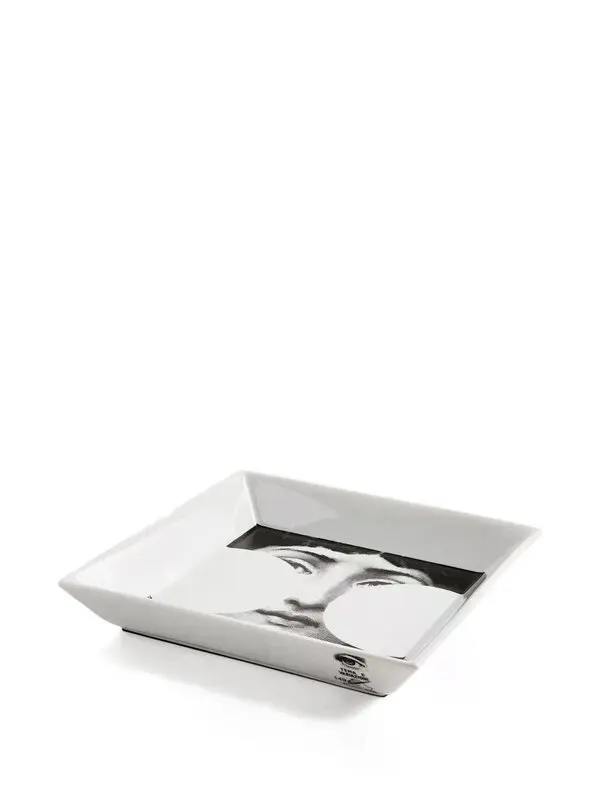 FORNASETTI Vide-poche Square Face Tray - White