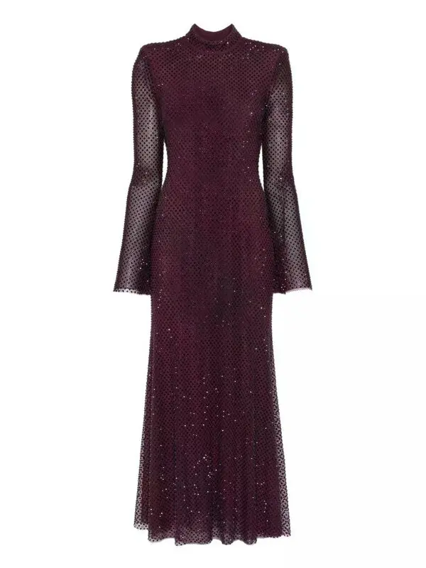 SELF-PORTRAIT Rhinestone-embellished Mesh Midi Dress