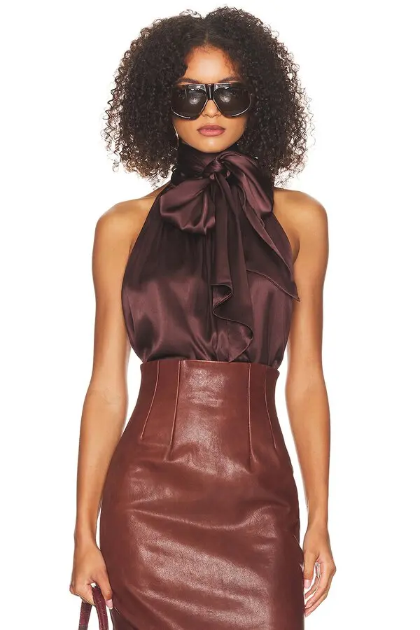 HELSA Silk Charmeuse Halter Top