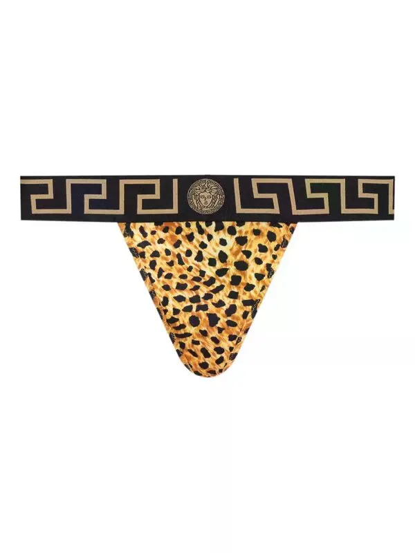 Versace Cheetah-print Thong - Yellow