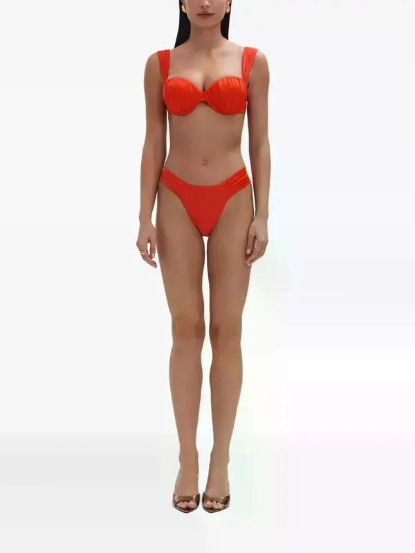 NOIRE SWIMWEAR Ruched Tie-fastening Bikini Set - Red