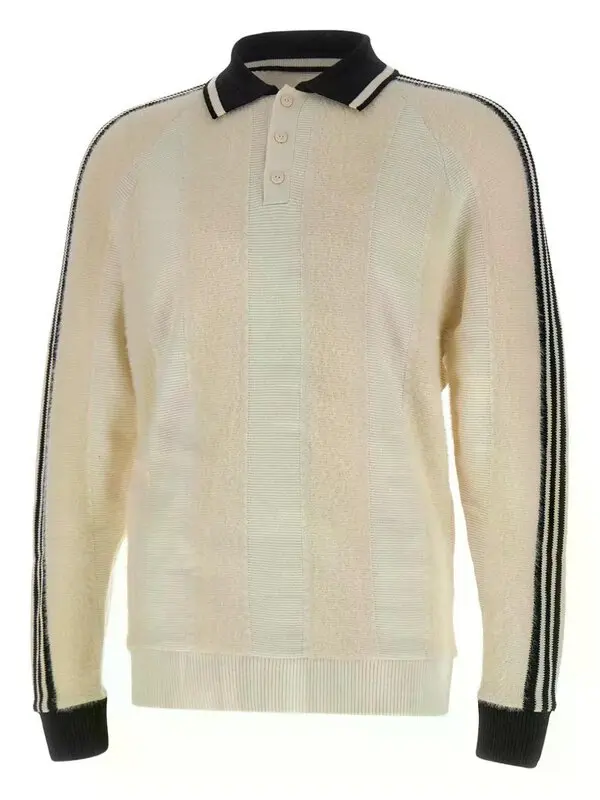 Adidas Polo Neck Stripe-detail Sweater - Neutrals