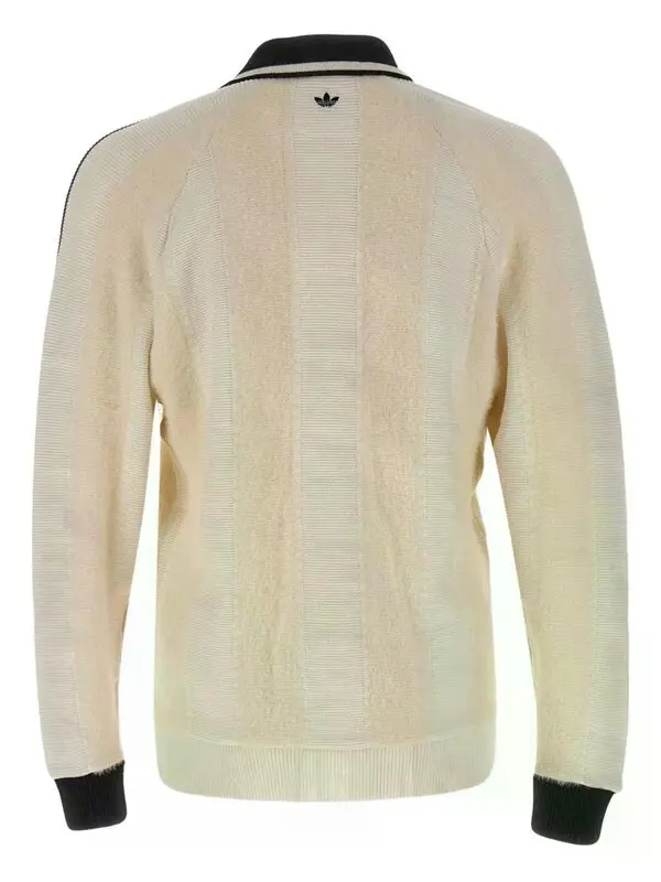 Adidas Polo Neck Stripe-detail Sweater - Neutrals