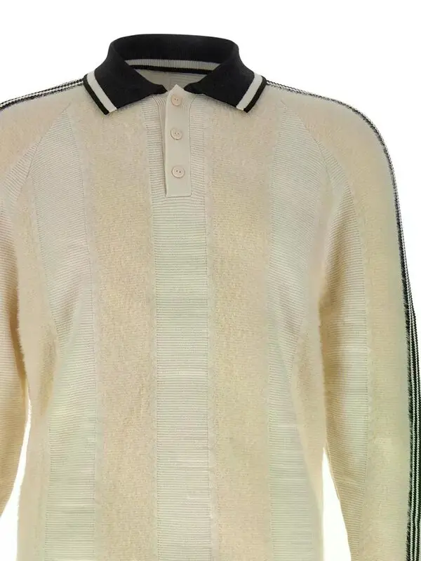 Adidas Polo Neck Stripe-detail Sweater - Neutrals