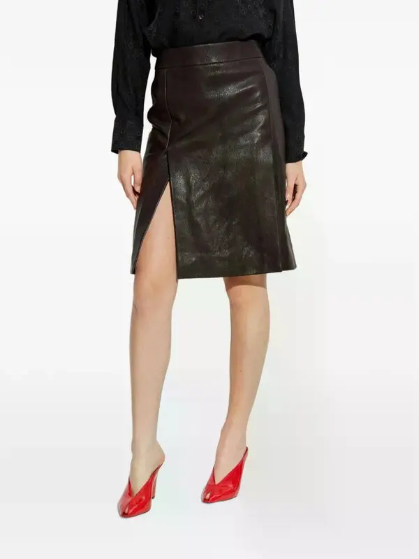 FERRAGAMO Leather Mini Skirt - Brown