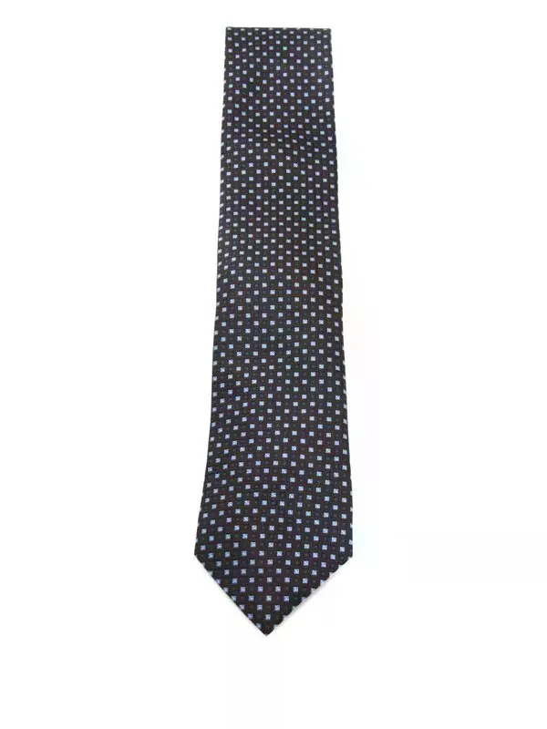 Zegna Geometric-pattern Neck Tie - Brown
