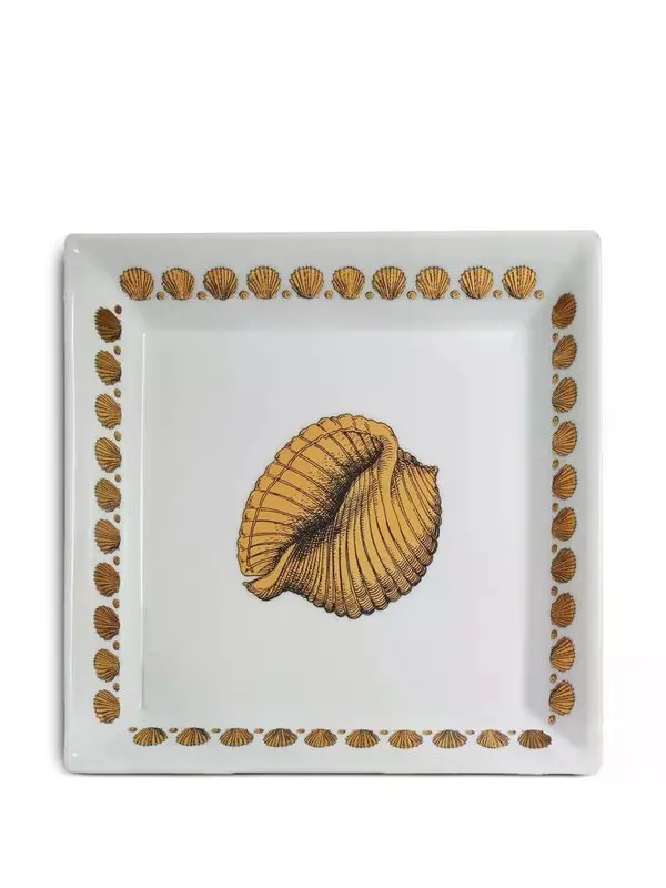 FORNASETTI Giro Di Conchiglie Square Tray - White