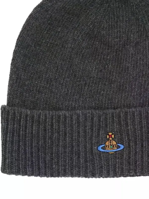 VIVIENNE WESTWOOD Ribbed Beanie - Grey