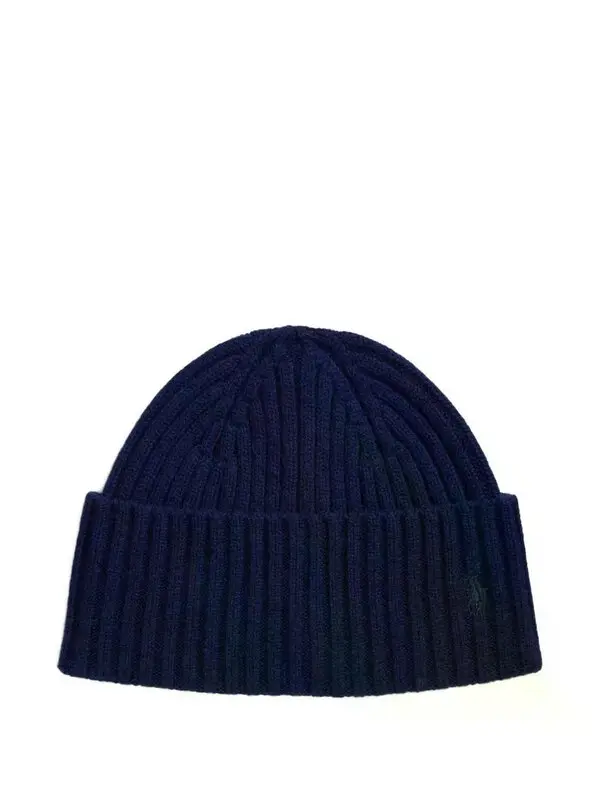 Ralph Lauren Wool Ribbed Cuff Beanie - Blue