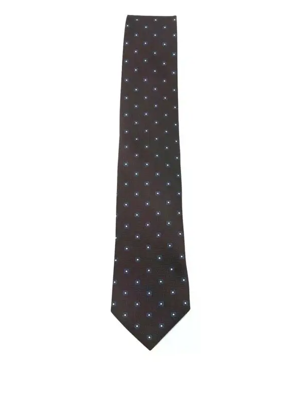 Zegna Square-pattern Neck Tie - Brown