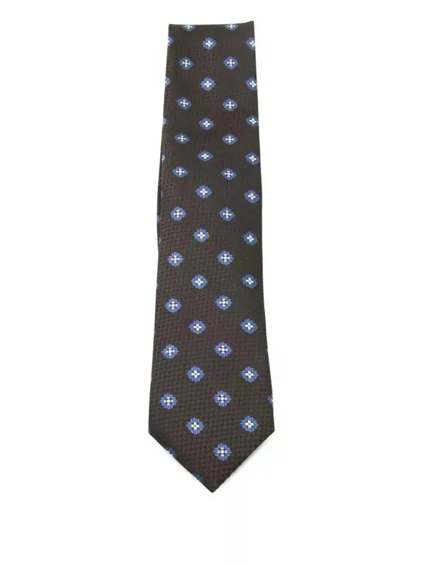 Zegna Floral-patterned Tie - Brown