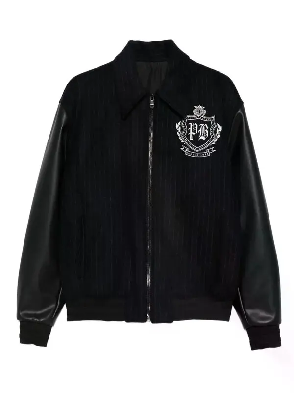 Balmain Pinstripe Panelled Bomber Jacket