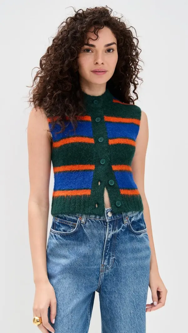 THE TINY BIG SISTER Striped Brushed Knit Vest