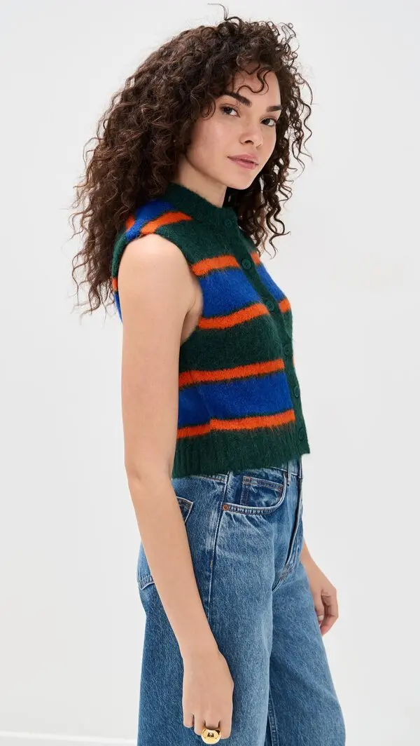 THE TINY BIG SISTER Striped Brushed Knit Vest