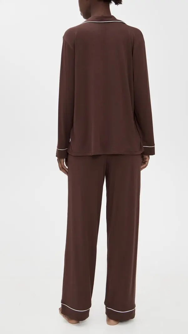 Eberjey Gisele Long Pajama Set - Chocolate/ivory