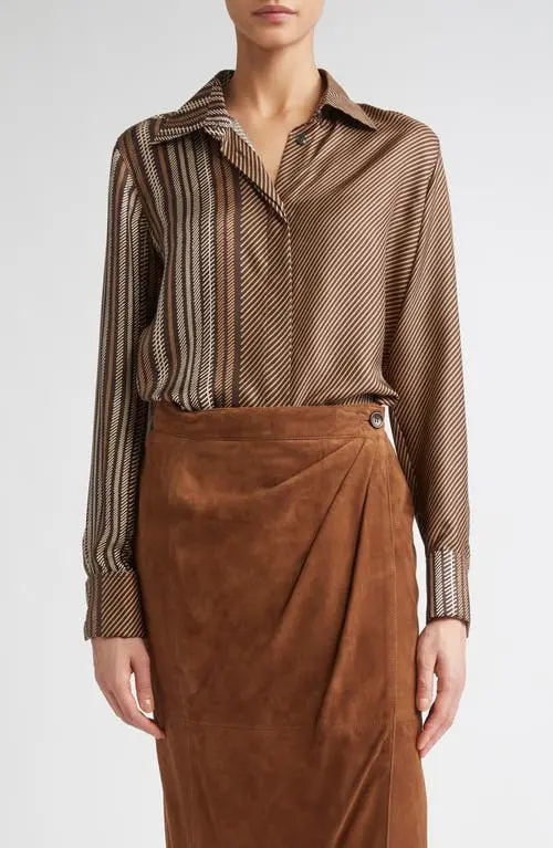 Max Mara Shaker Stripe Silk Top
