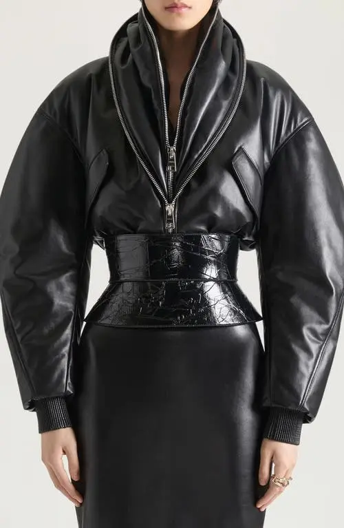 Givenchy Tape Print Patent Leather Corset Belt