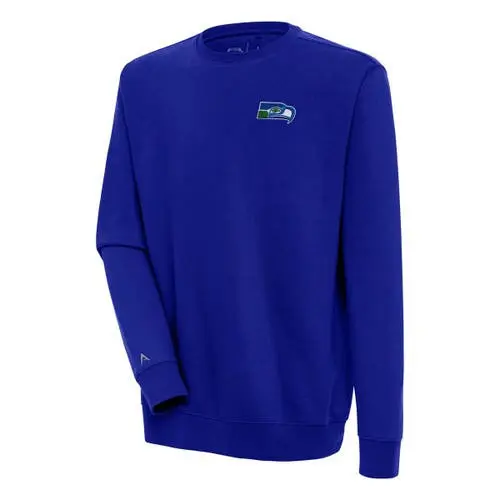 ANTIGUA Seattle Seahawks Throwback Logo Victory Pullover Sweatshirt - Royal