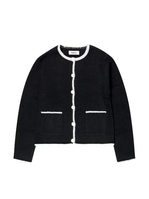RO&ZO Long Sleeve Crew Neck Contrast Cardigan