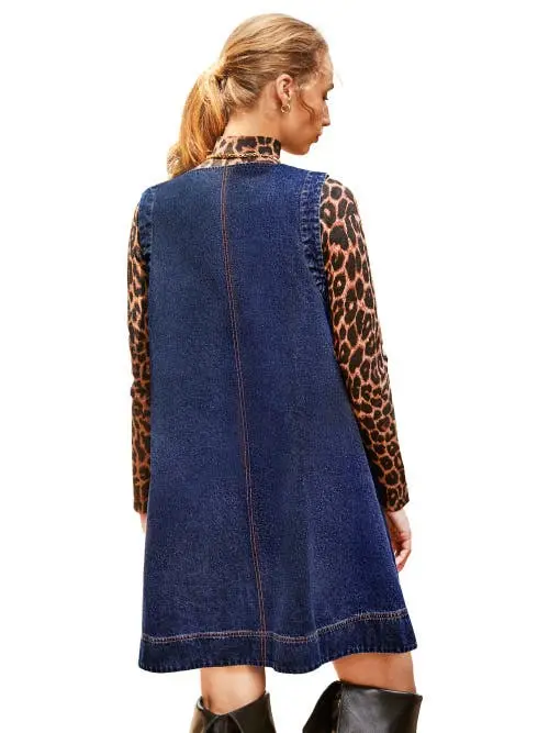 RO&ZO Sleeveless Denim Zip Front Mini Dress