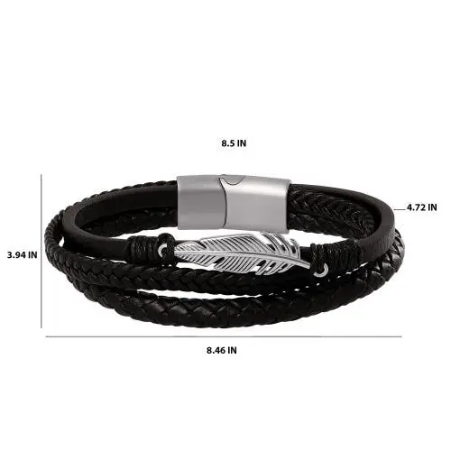 Lucky Brand Triple Row Leather Bracelet With Silver-tone Accent