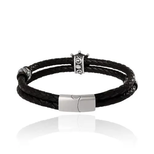 Lucky Brand Nautical Wheel Braided Leather Bracelet