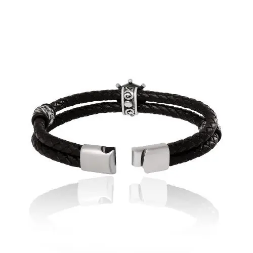 Lucky Brand Nautical Wheel Braided Leather Bracelet