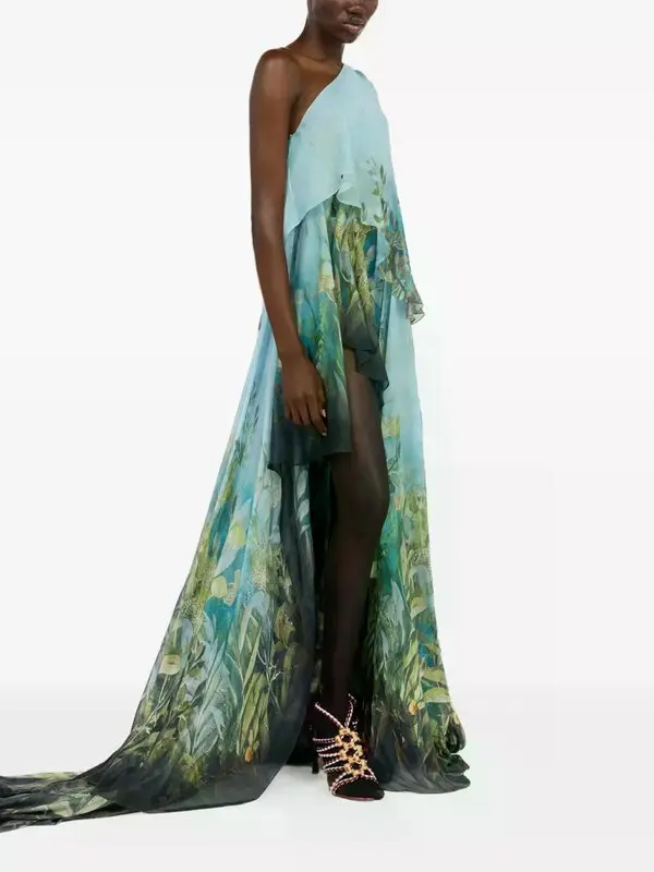 Roberto Cavalli One-shoulder Nature-print Dress