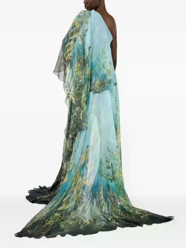 Roberto Cavalli One-shoulder Nature-print Dress