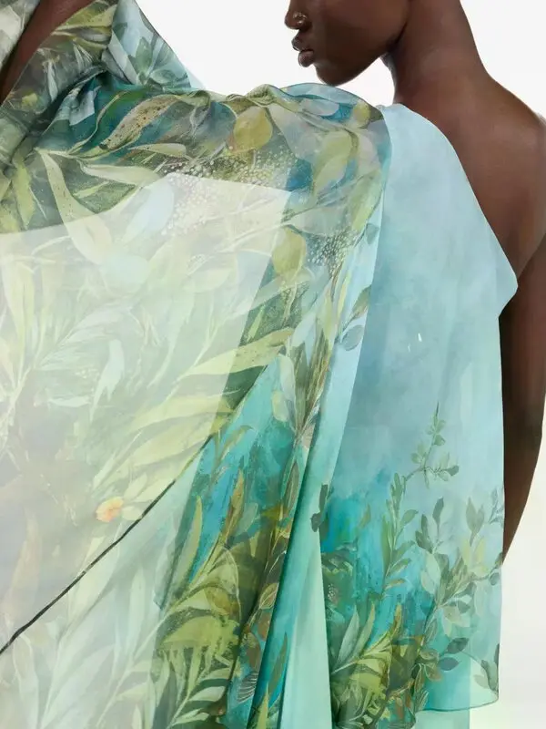 Roberto Cavalli One-shoulder Nature-print Dress