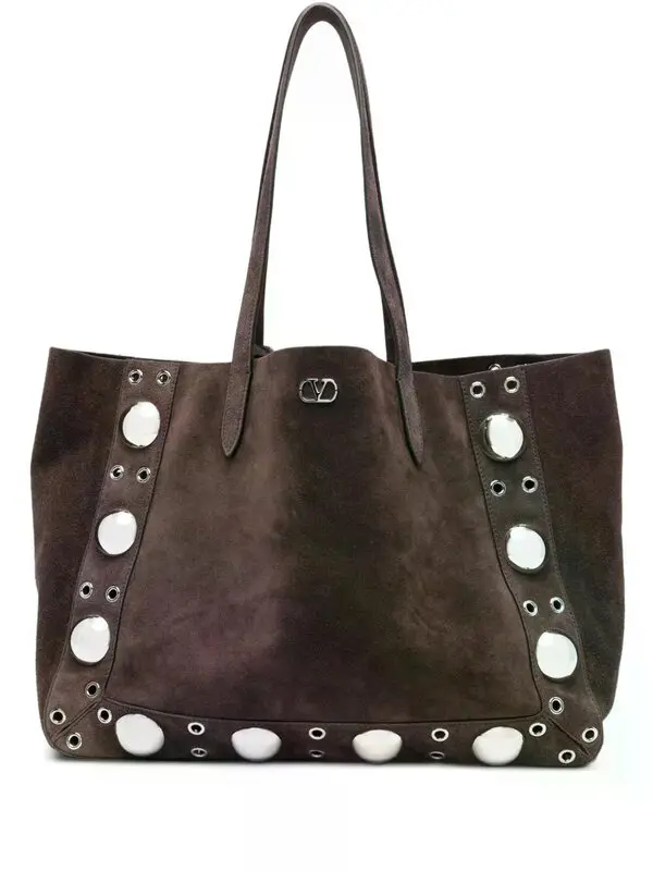 Valentino Garavani Eyelet-embellished Tote Bag - Brown