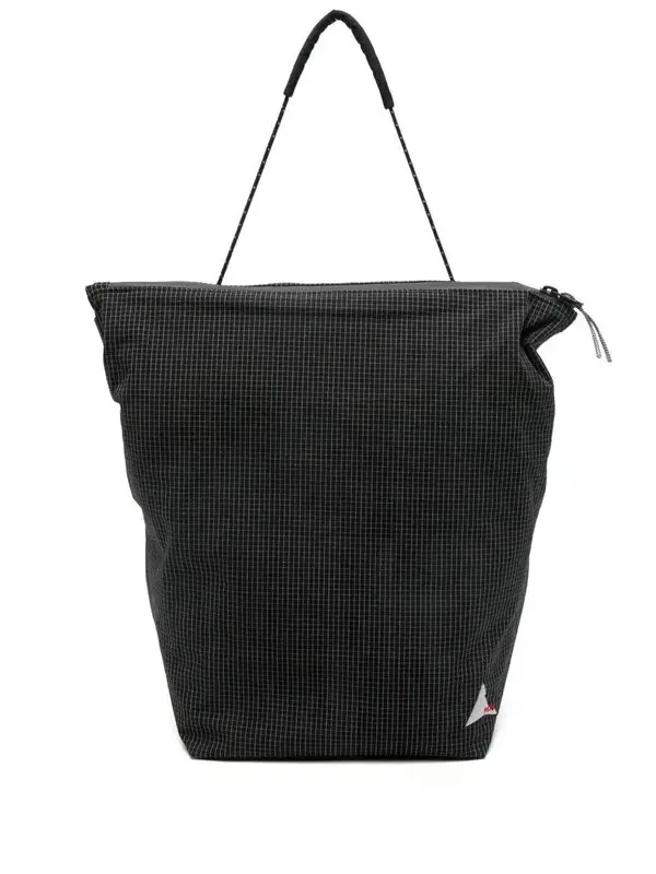 ROA Grid-pattern Top-handle Shoulder Bag - Black